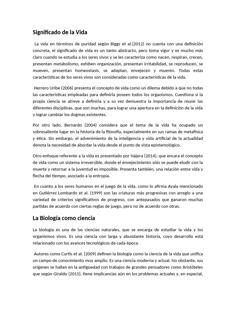 Definición y Concepto de Vida en Biología | PDF | Biología | Vida