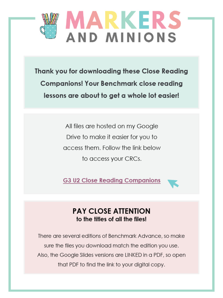 BenchmarkAdvanceCloseReadingCompanionsThirdGradeUnit2-1 | PDF