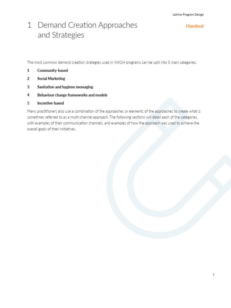 Effective WASH Demand Creation Strategies | PDF | Sanitation | Hand Washing