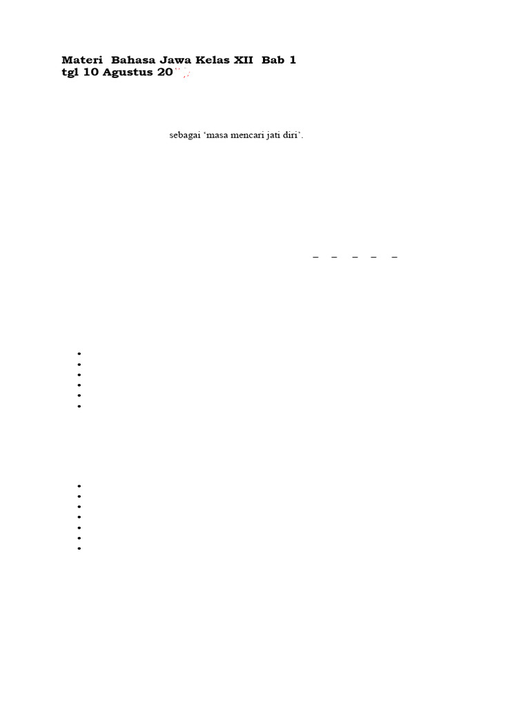 Materi Bahasa Jawa Kelas XII Bab 1 | PDF
