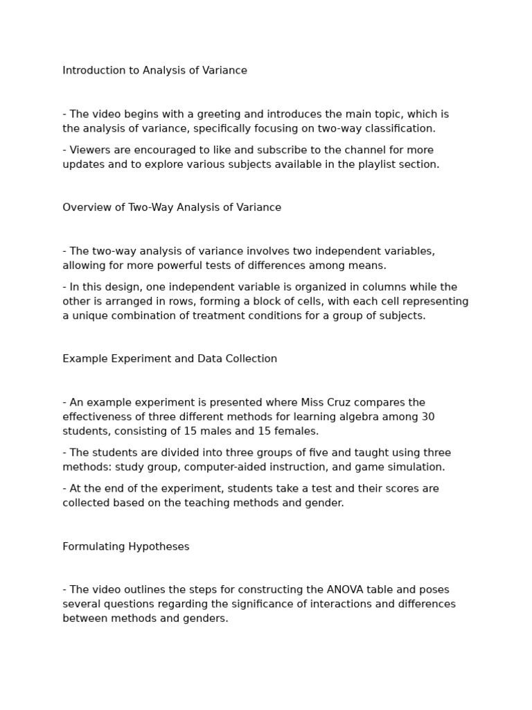 Introduction to Analysis of Variance | PDF | Analysis Of Variance | Degrees Of Freedom (Statistics)