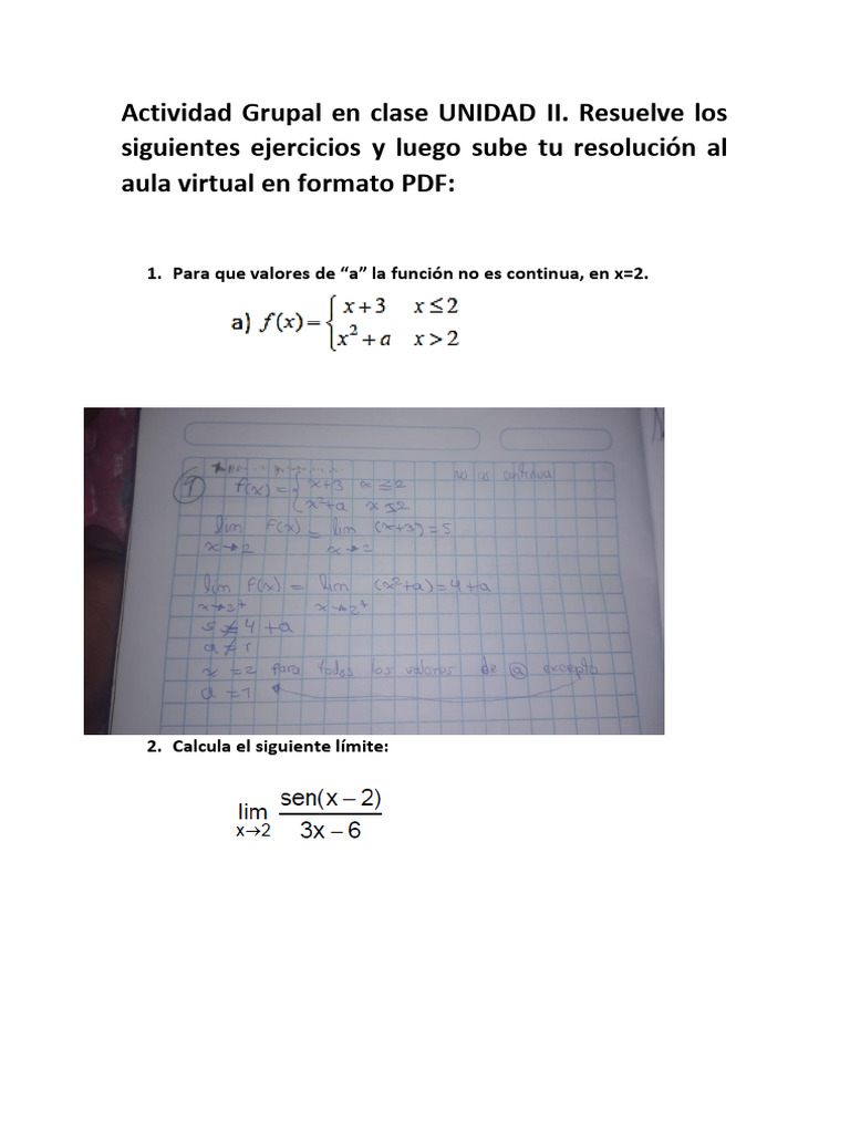 Actividad Grupal en Clase UNIDAD II | PDF