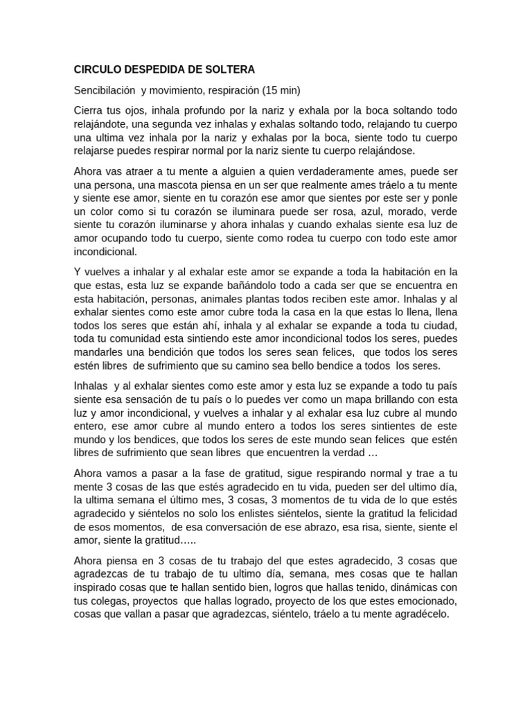 Circulo Despedida de Soltera | PDF | Amor | Bendición