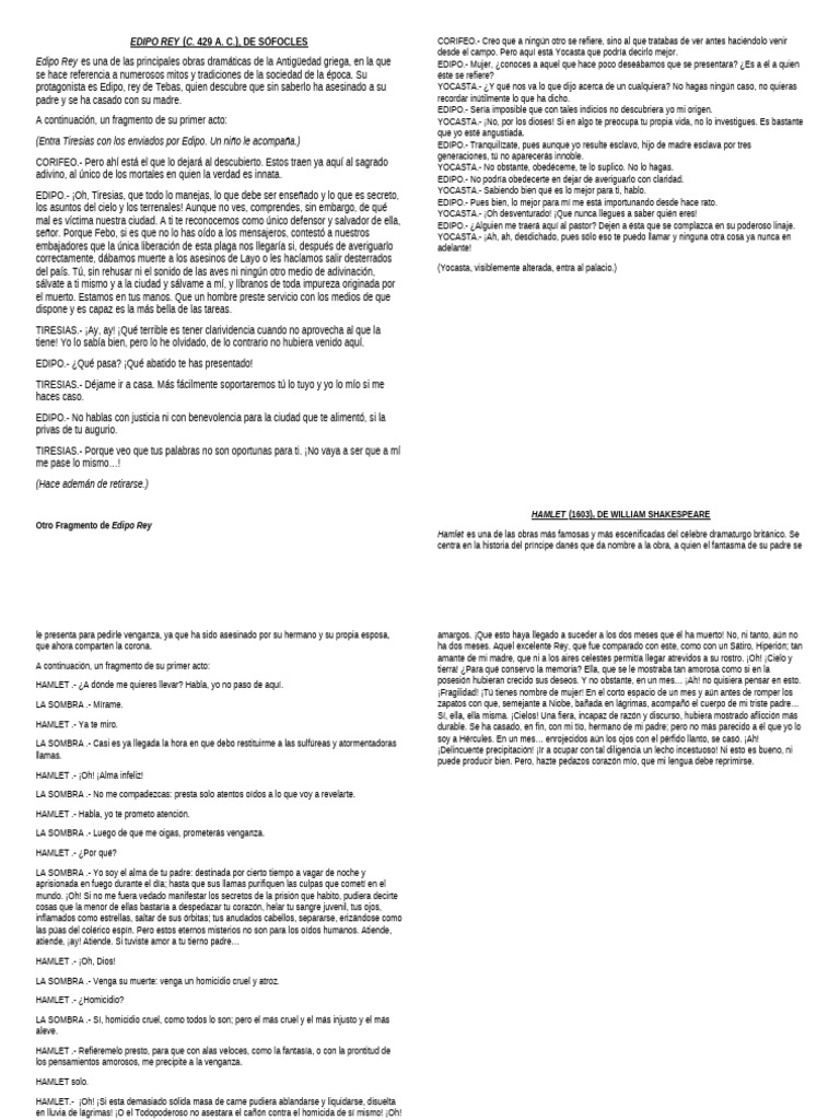 Ejemplos de Textos Dramaticos | PDF | Edipo | Mitología Boeotiana
