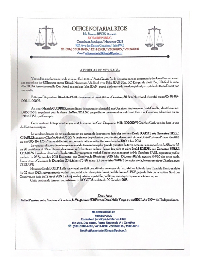 Office Notarial Regis | PDF