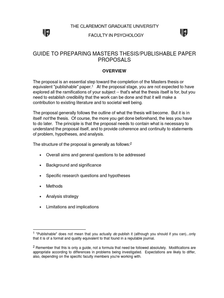 Guide To Preparing Masters Thesis/Publishable Paper Proposals | PDF ...