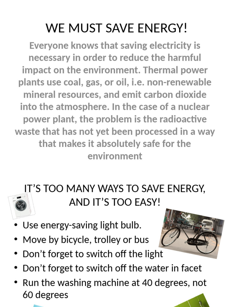 WE MUST SAVE ENERGY! Amir | PDF