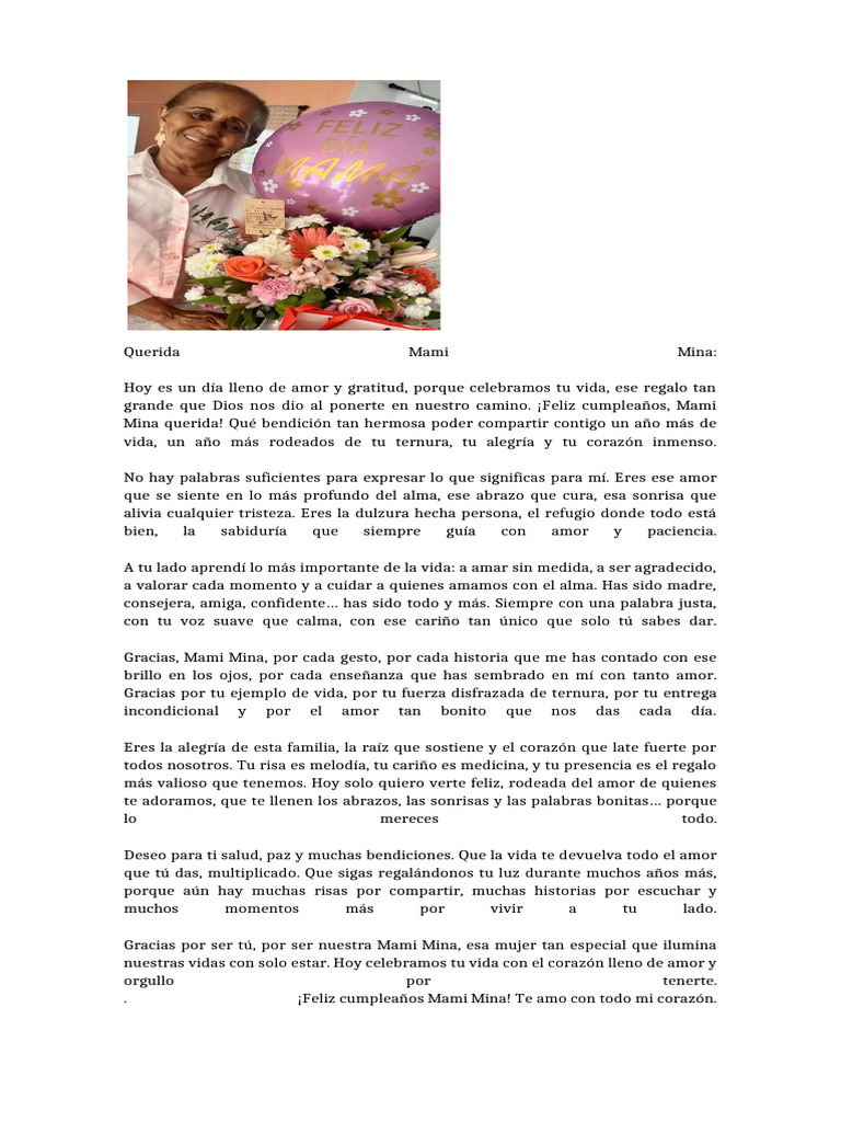 Feliz cumpleaños, Mami Mina | PDF