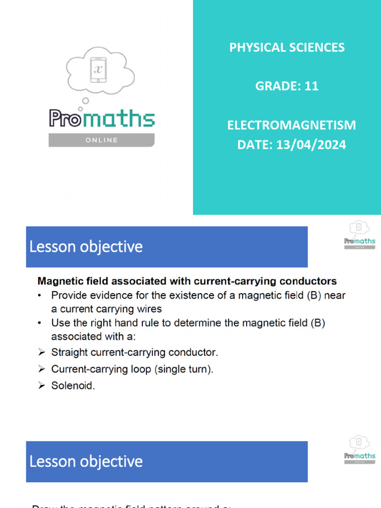 Promaths Gr11 ELECTROMAGNETISM 2023 | PDF
