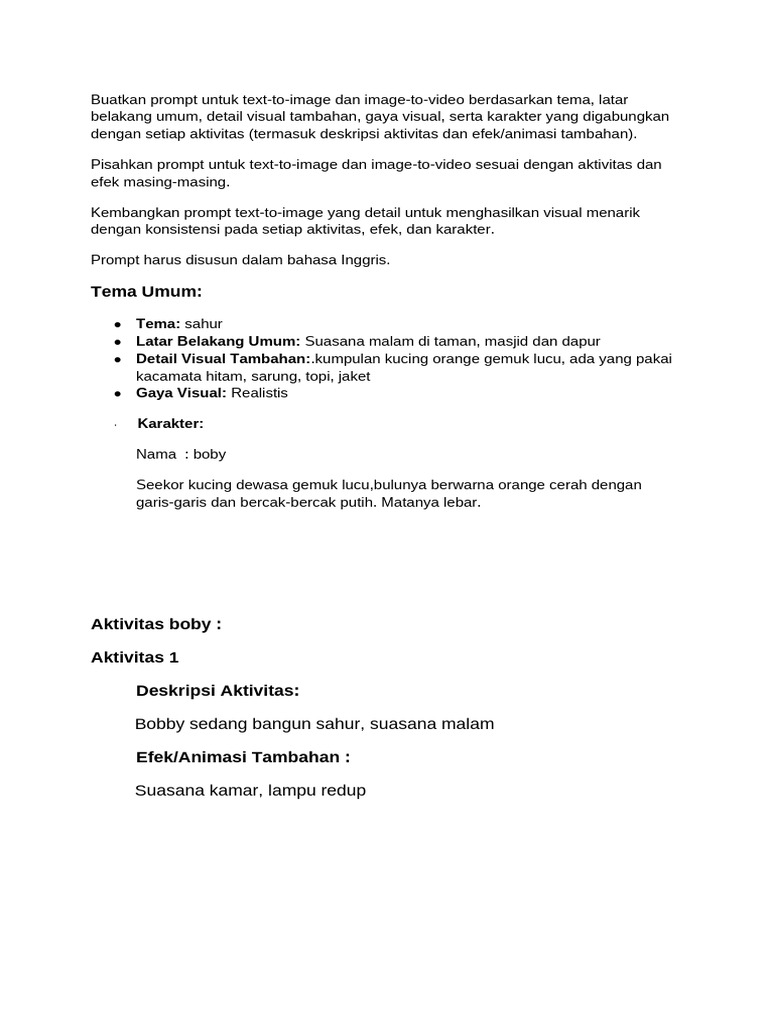 Prompt Karakter Dan Aktivitas | PDF