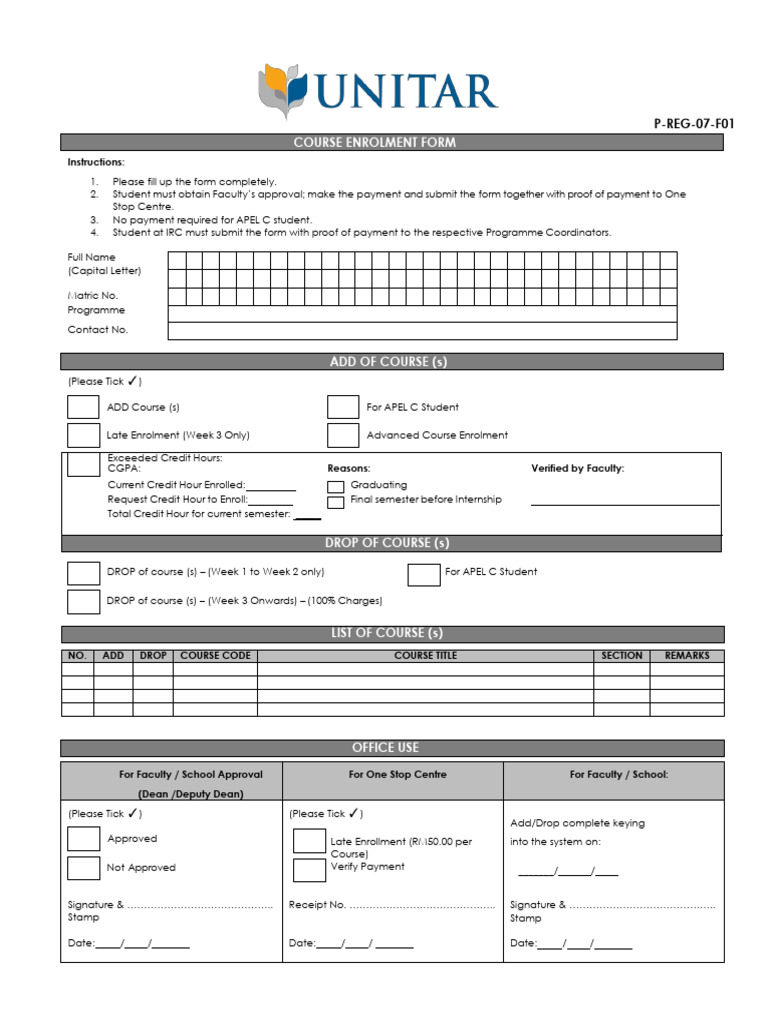 Course Enrolment Application form_Updated 051023 | PDF | Course Credit ...