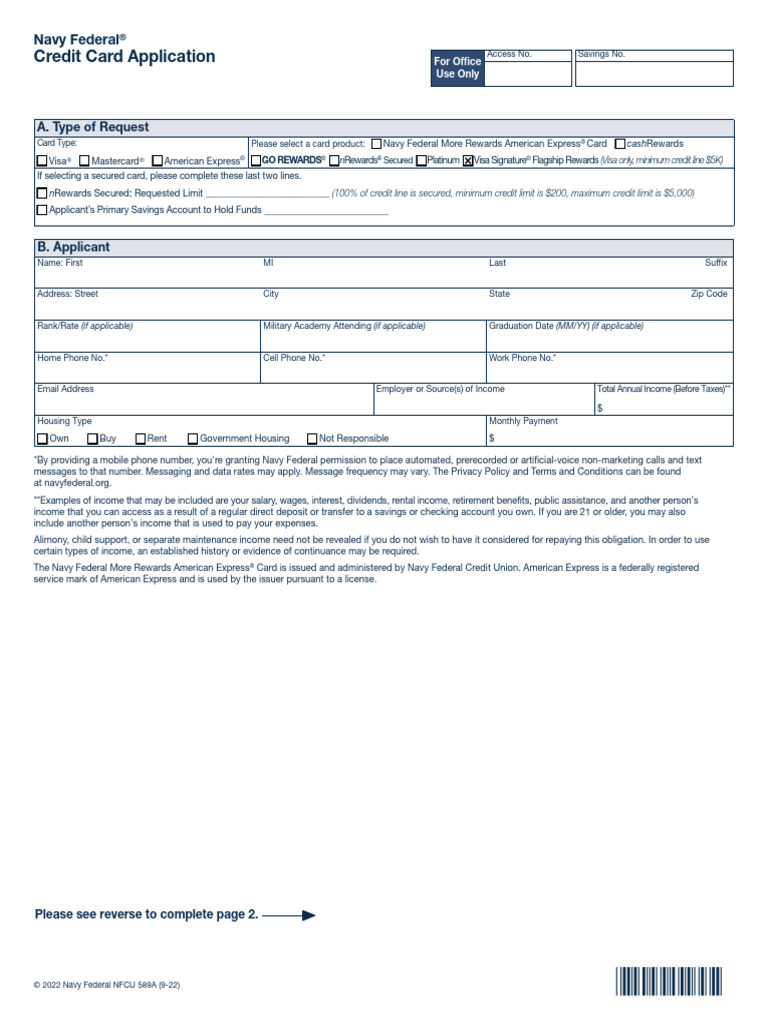 Navy Federal Application | PDF | Credit Card | Annual Percentage Rate