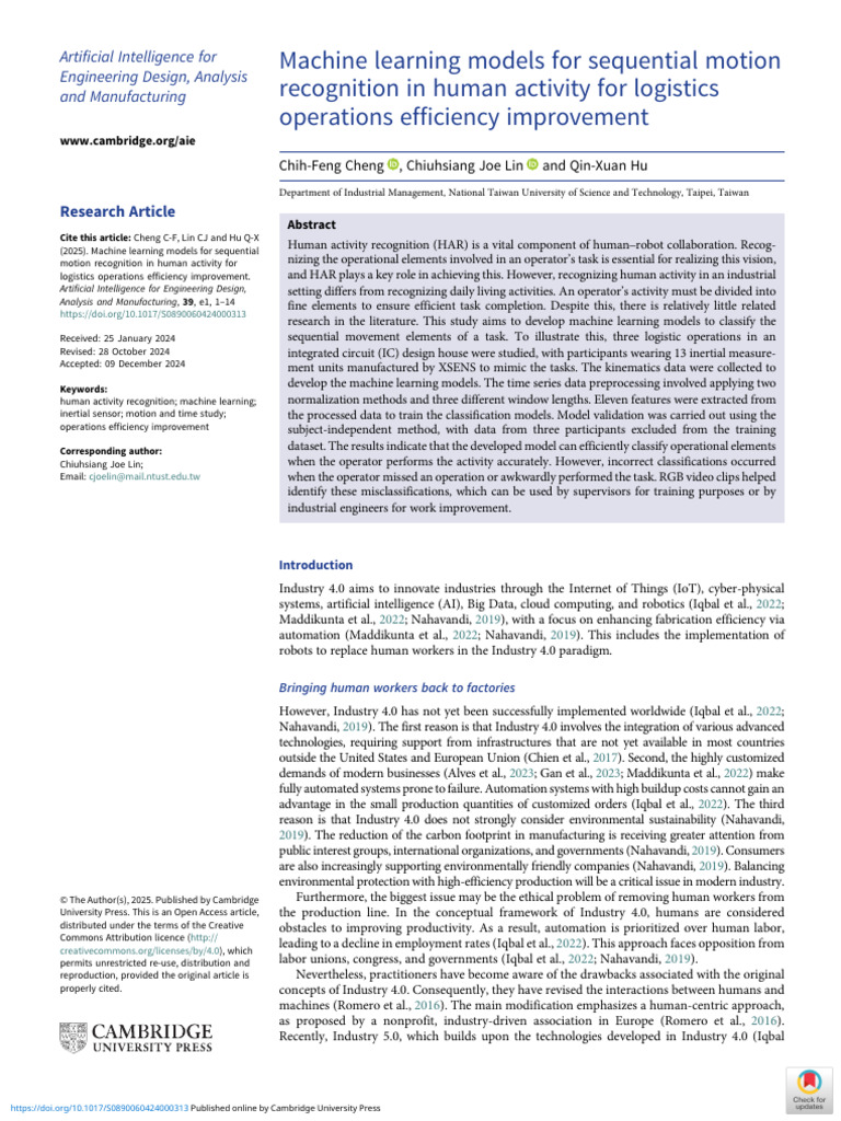 Machine Learning Models for Sequential Motion Recognition in Human ...