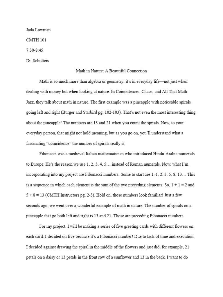 Math in Nature - A Beautiful Connection | PDF | Mathematics