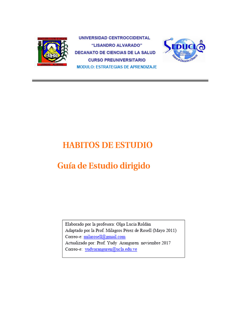 Habitos de Estudio Guía de Estudio Dirigido | PDF | Aprendizaje | Cognición