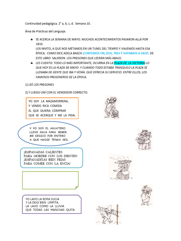 Continuidad Pedagógica SEMANA 10 PREGONES | PDF