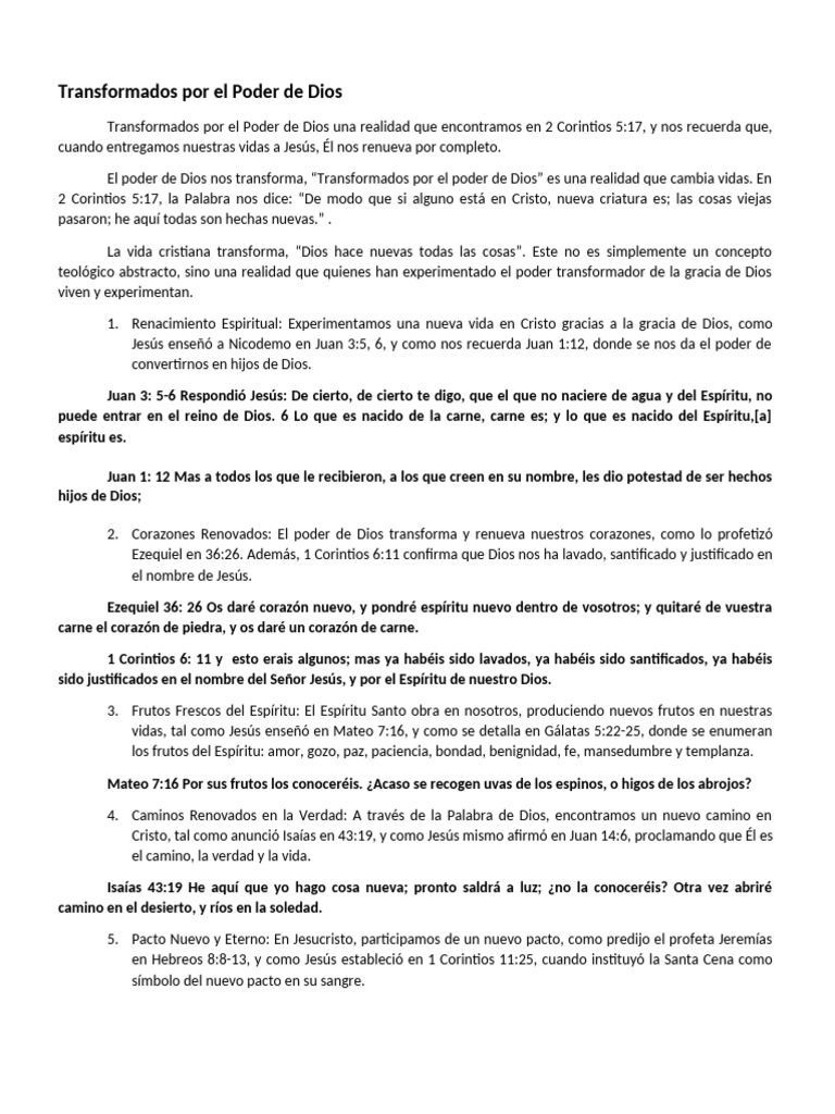 Transformados por el Poder de Dios | PDF | Cristo (título) | Jesús