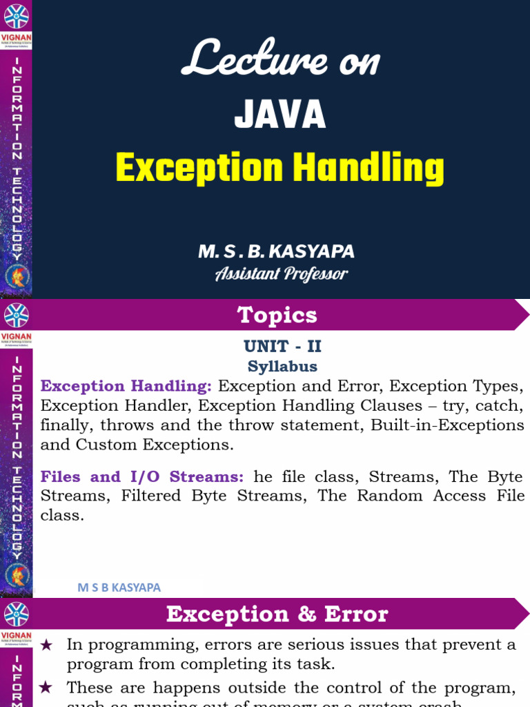 R22 - JAVA UNIT - II (Exception Handling) | PDF | Class (Computer Programming) | Computing