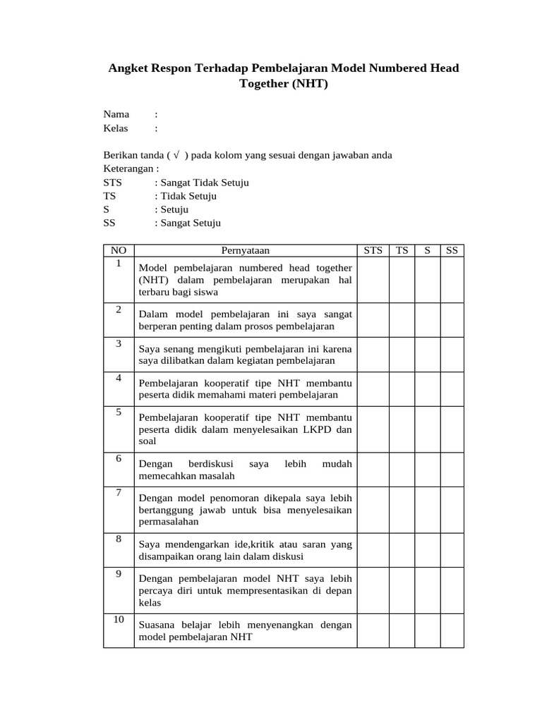 ANGKET NHT | PDF