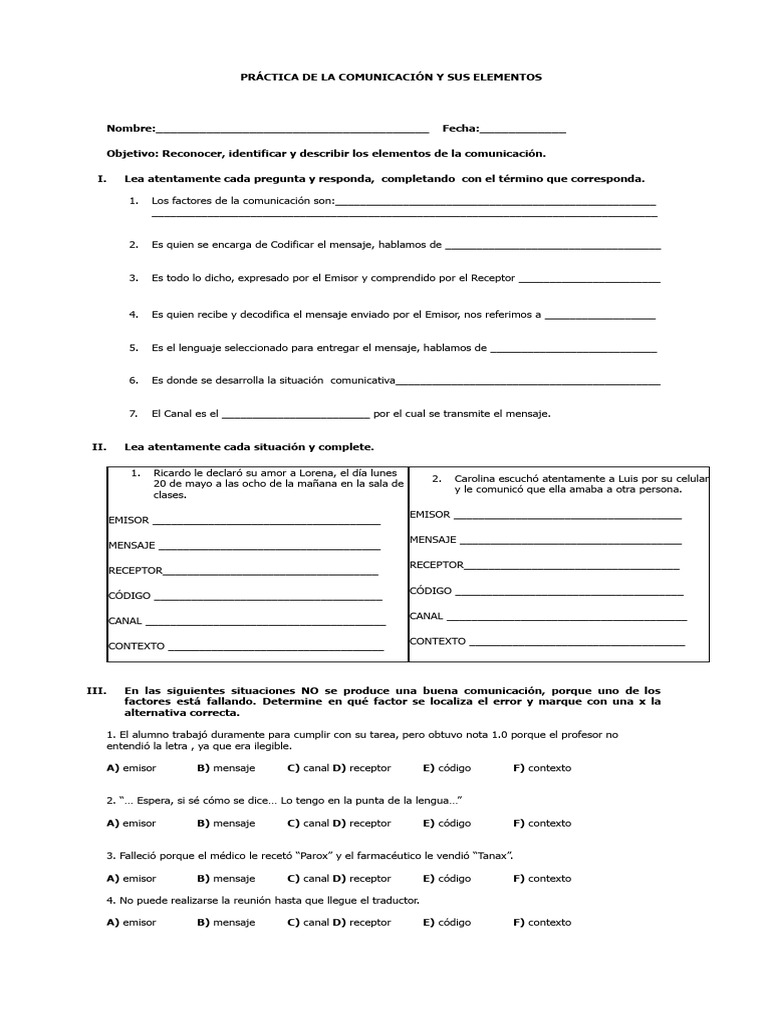 91996237-Prueba-Elementos-de-La-Comunicacion.docx | PDF | Comunicación | Comunicación humana