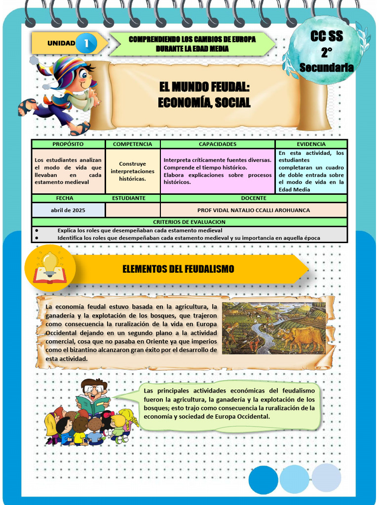 Ficha de Actividad S3 (U1) (2° Grado) - CCSS CAB | PDF | Feudalismo | Edades medias
