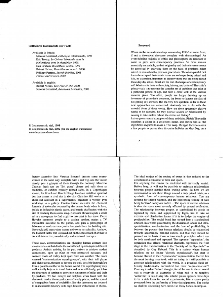 Relational Aesthetics (1) | PDF | Materialism | Aesthetics