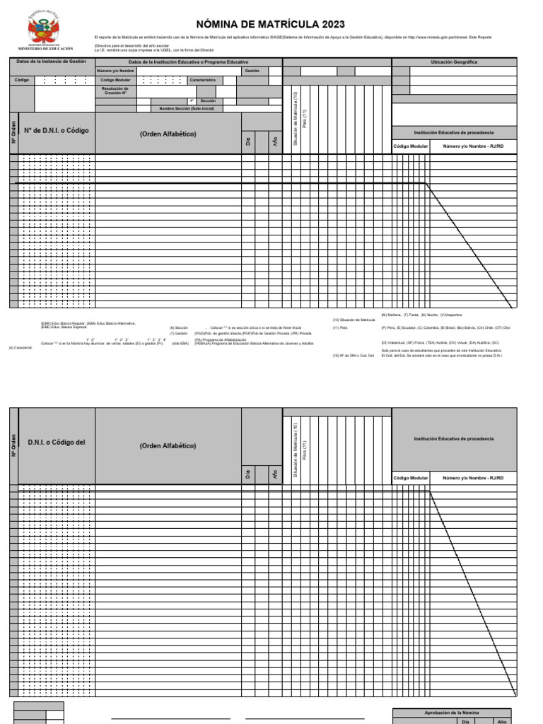 Nómina de Matrícula EBA | PDF