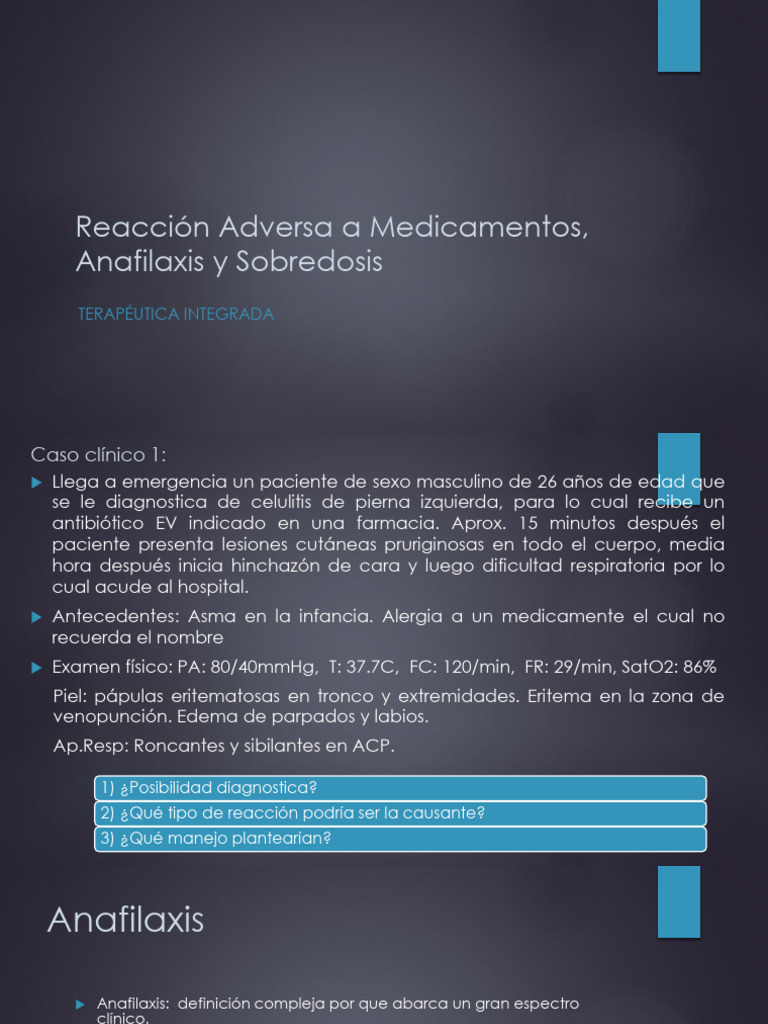 Reacción-adversa-a-medicamentos-anafilaxis-y-sobredosis 202401 (1) | PDF | Asma | Benzodiazepinas