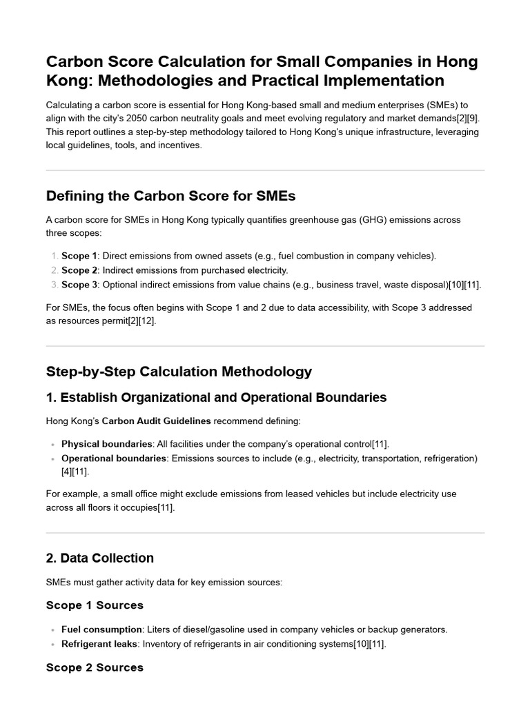Carbon Score Guide for Hong Kong SMEs | PDF | Carbon Footprint ...