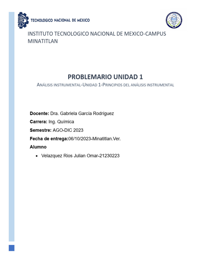 Problemario 1-Instrumental | PDF | Mínimos cuadrados | Ecuaciones