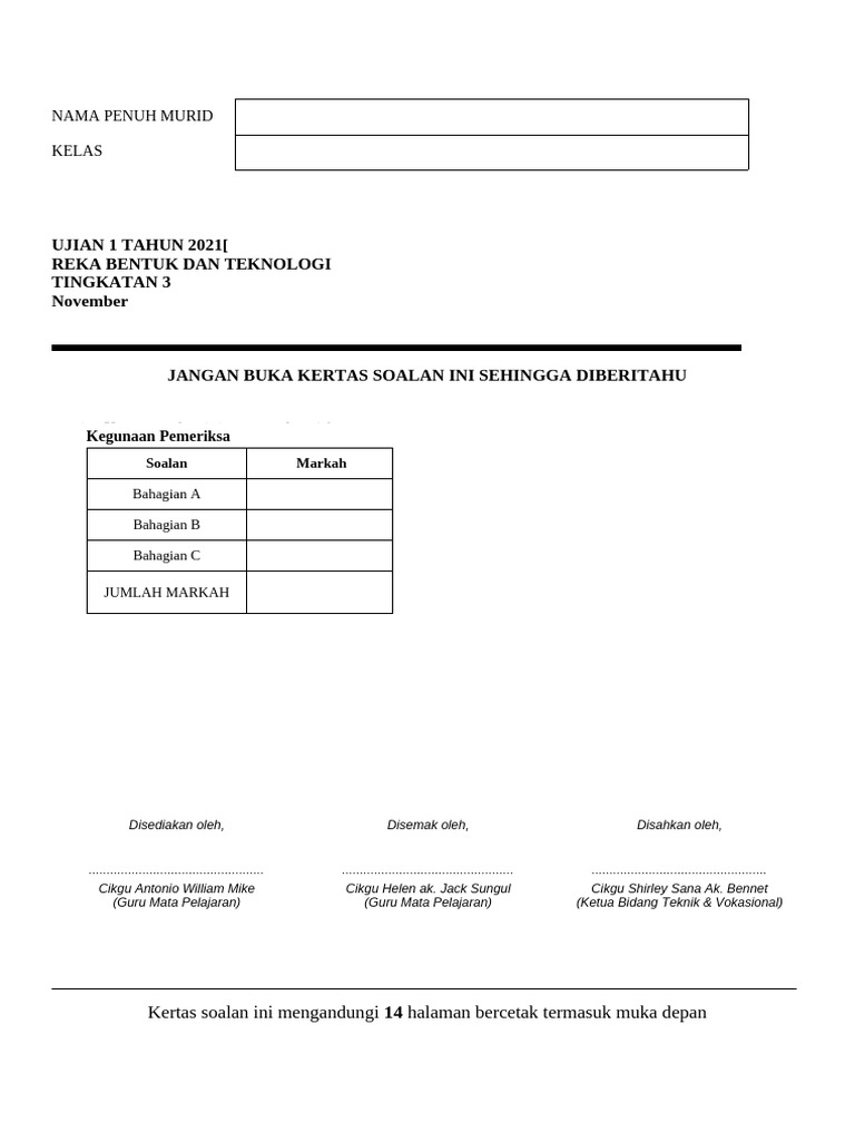 Ujian 1 RBT F3 | PDF