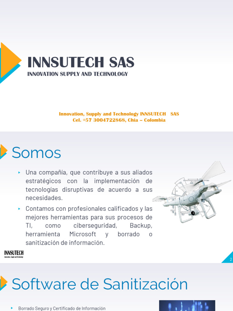Presentación - INNSUTECH SAS - SOFTWARE BORRADO SEGURO INFORMACIÓN | PDF