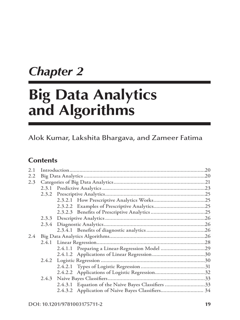 Overview of Key Algorithms Used in Big Data | PDF | Logistic Regression | Linear Regression