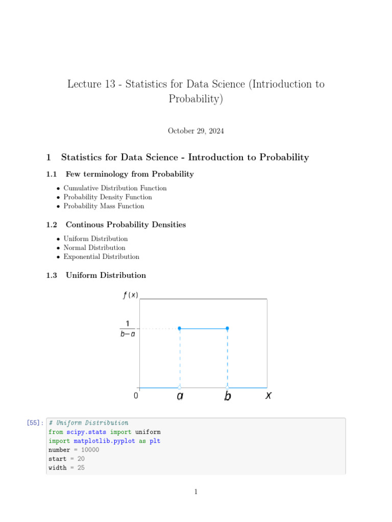 Lecture 13 - Statistics For Data Science (Intrioduction To Probability) | PDF | Measure Theory ...