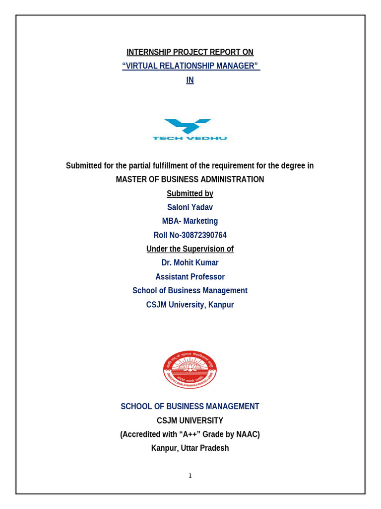 Saloni Internship Report | PDF | Customer Relationship Management ...