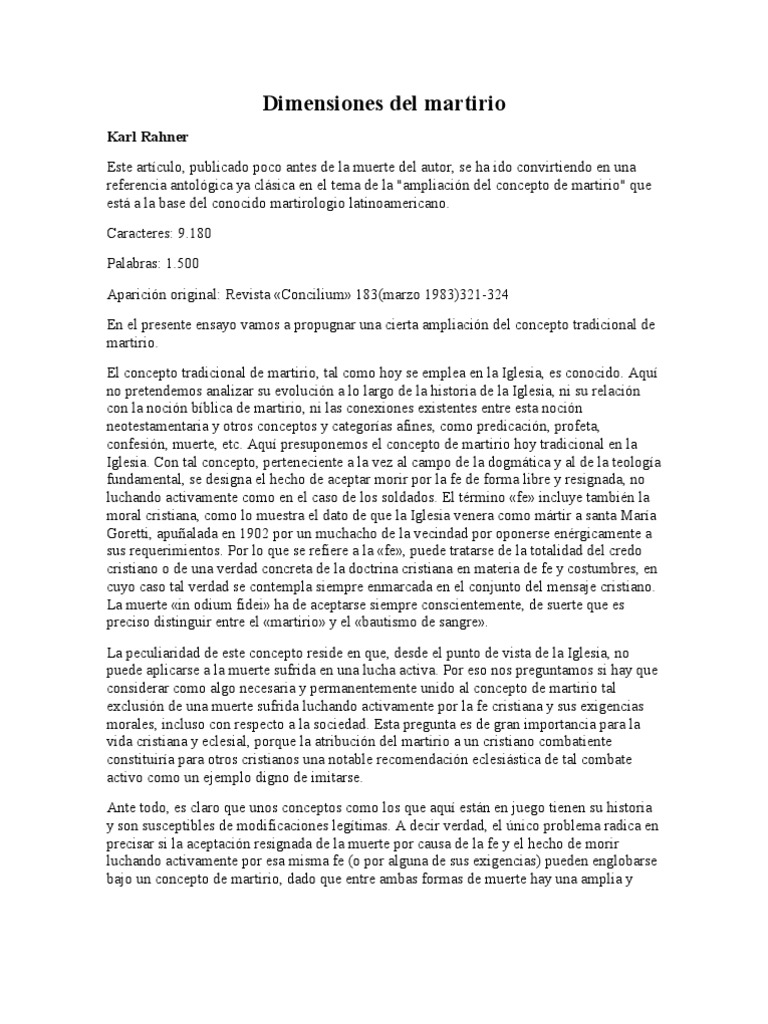 Ampliación del Concepto de Martirio | PDF | Muerte | Fe