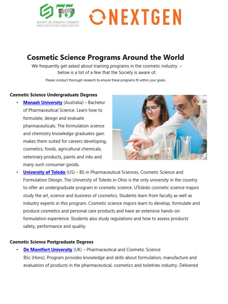 2023 Schools - With Cosmetic Chemistry | PDF | Perfume | Cosmetics