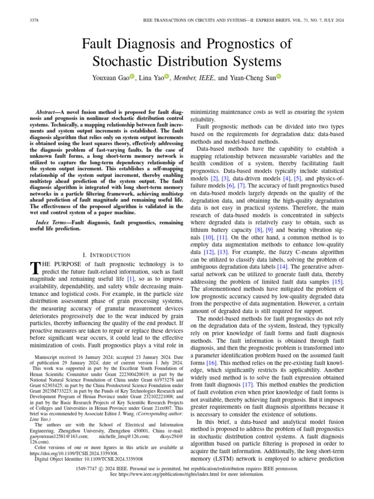 Fault Diagnosis And Prognostics Of Stochastic Distribution Systems