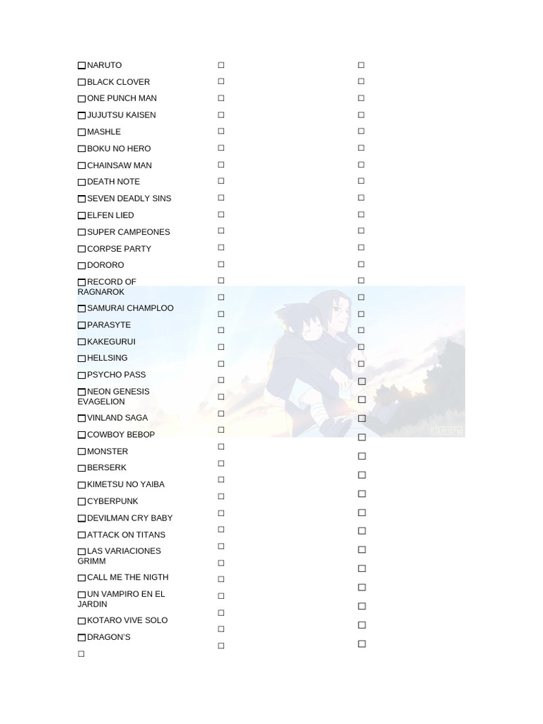 Anime Checklist | PDF
