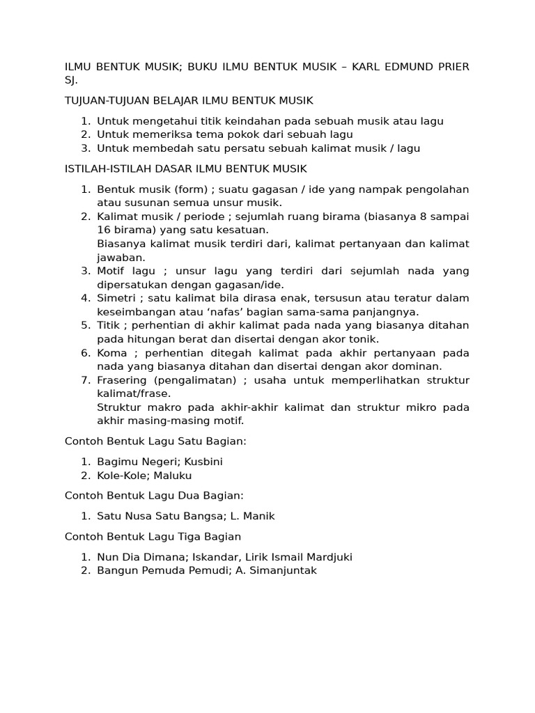 Ilmu Bentuk Musik | PDF
