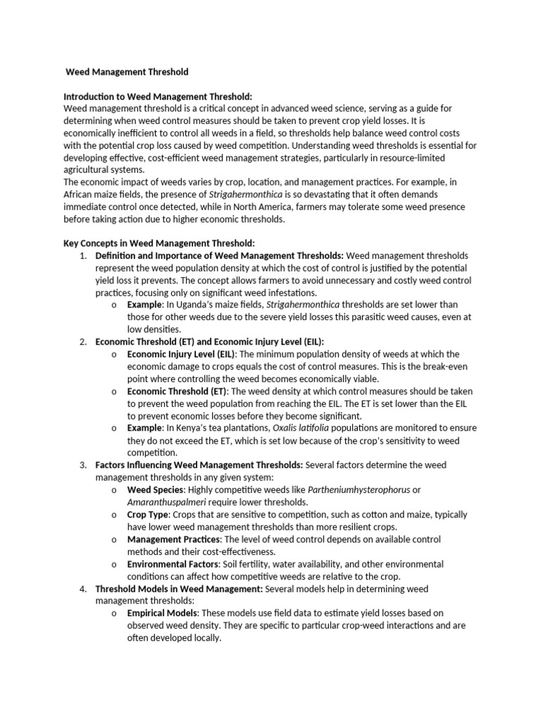 Weed Management Threshold Notes 2 | PDF | Weed | Agriculture