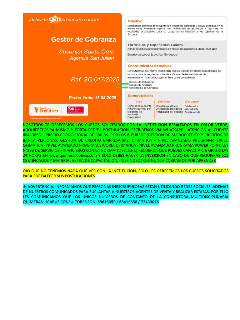 Cursos para Banco Sol Montero | PDF