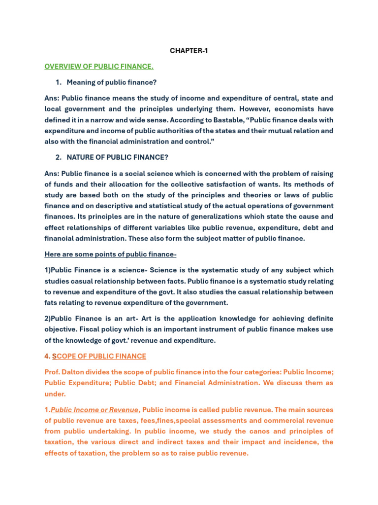 Public Finance Overview and Importance | PDF | Public Finance | Taxes