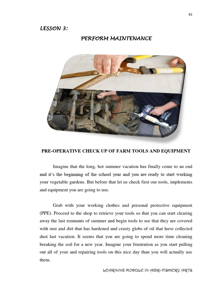 CHAPTER 2 L3 Perform Maintenance | PDF | Blade | Plough