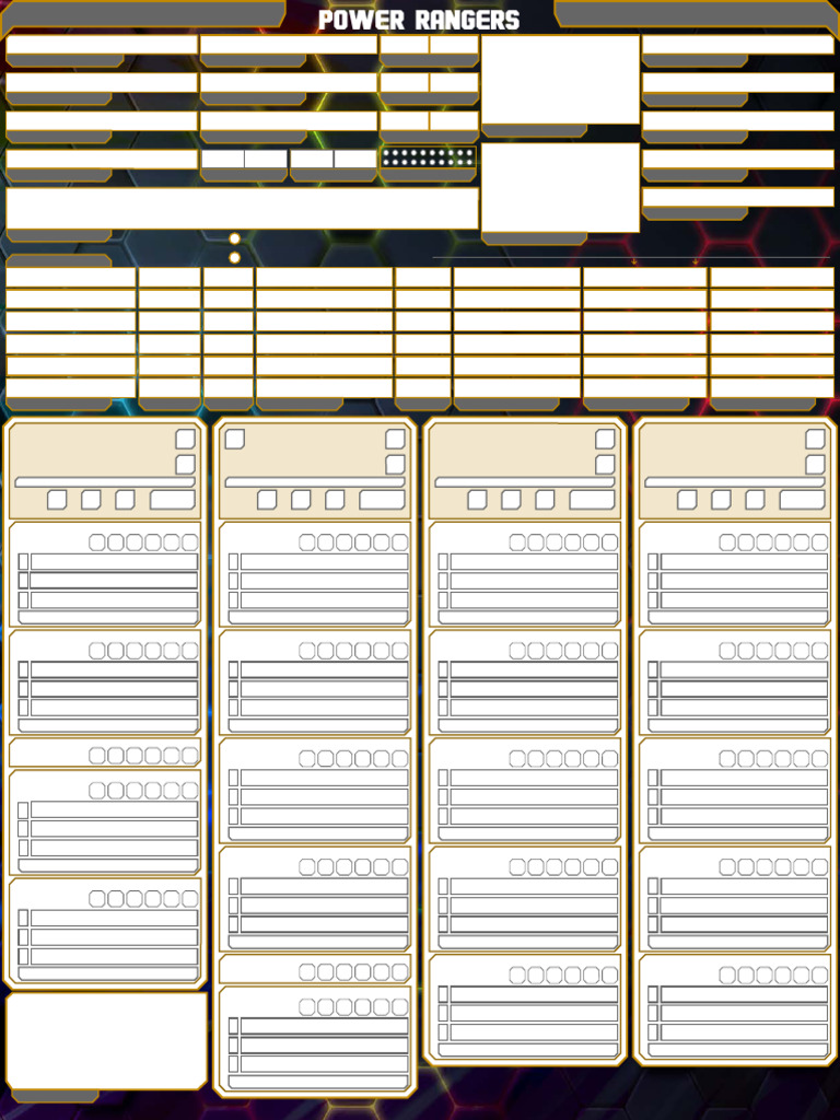 Power Ranger Character Sheet Template | PDF