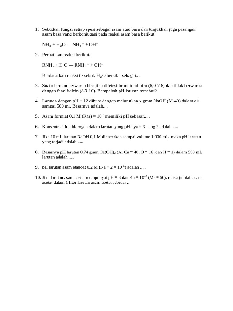 Latihan Soal Asam Basa | PDF