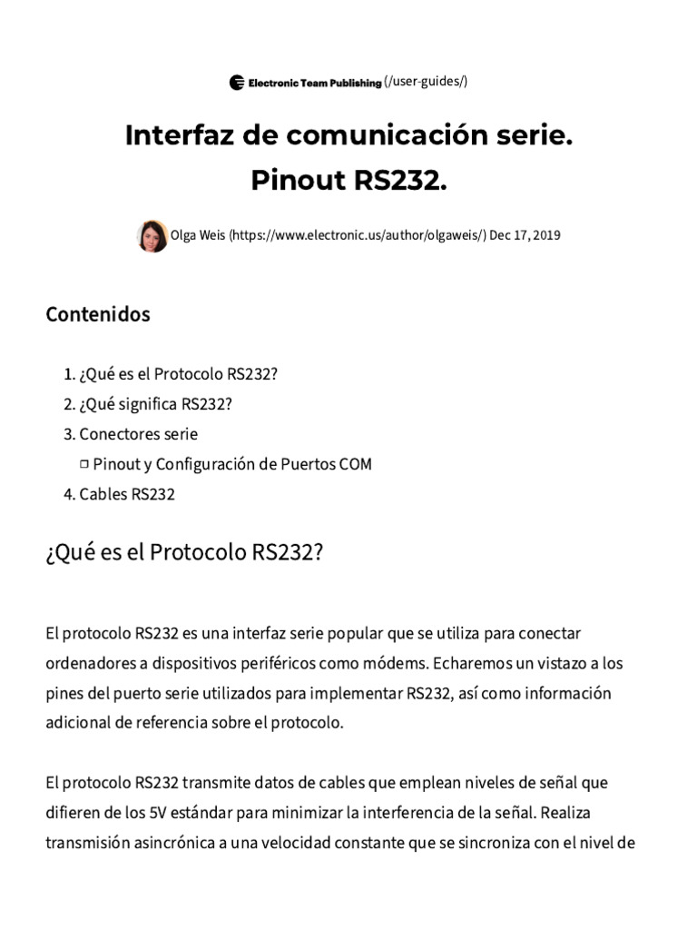 Protocolo RS232: Pinout y Conectores | PDF | Electrónica ...