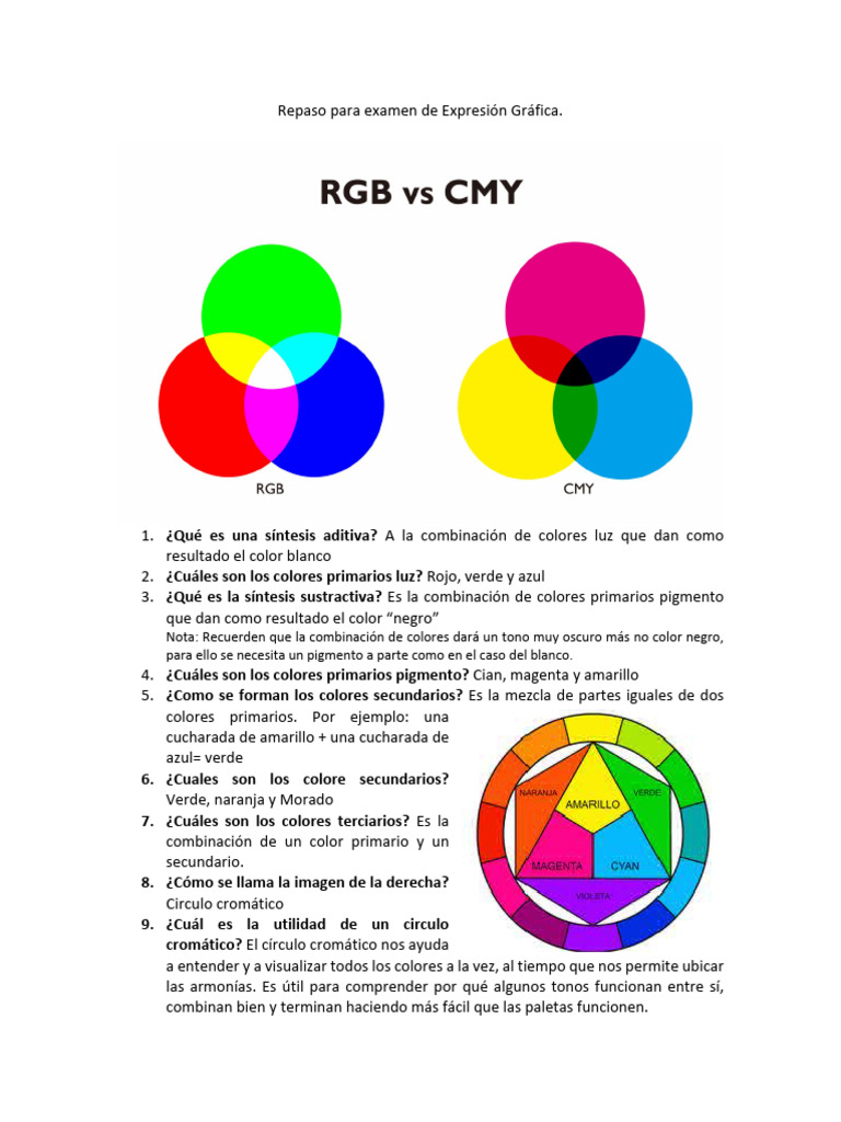 Repaso para examen de Expresión Gráfica | PDF | Color | Amarillo