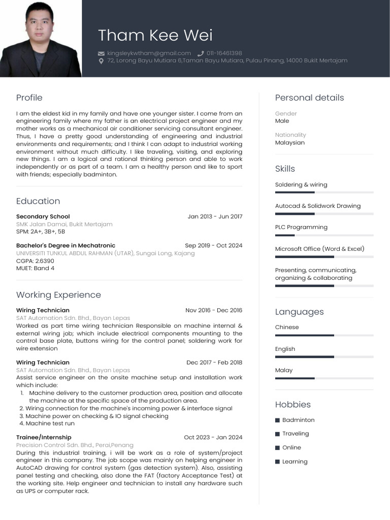 Resume Tham Kee Wei_2024 | PDF | Computing | Engineering