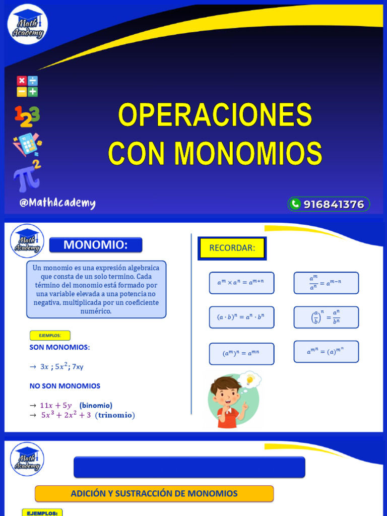 09 04 2025 Operaciones Con Monomios Kids | PDF | Aritmética ...